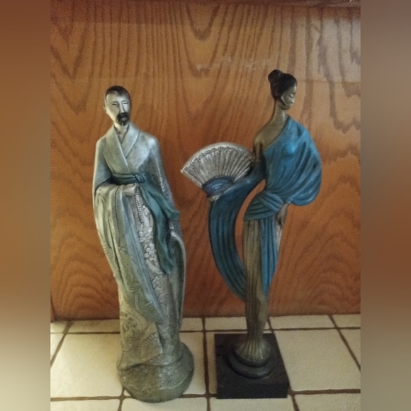 Art | Two Statues 1985 Statue Of Girl Geisha And 1988 Statue Of Shinto ...